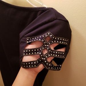 Teknur | Tops | Black Studded Punk Tee | Poshmark